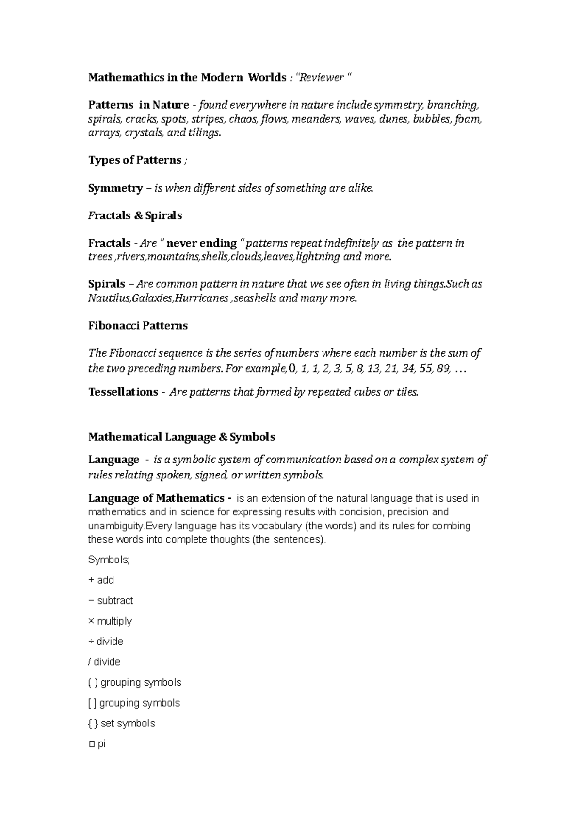 Math-Reviewer - Patterns,Fractals,Spirals,Fibonacci Patterns ...