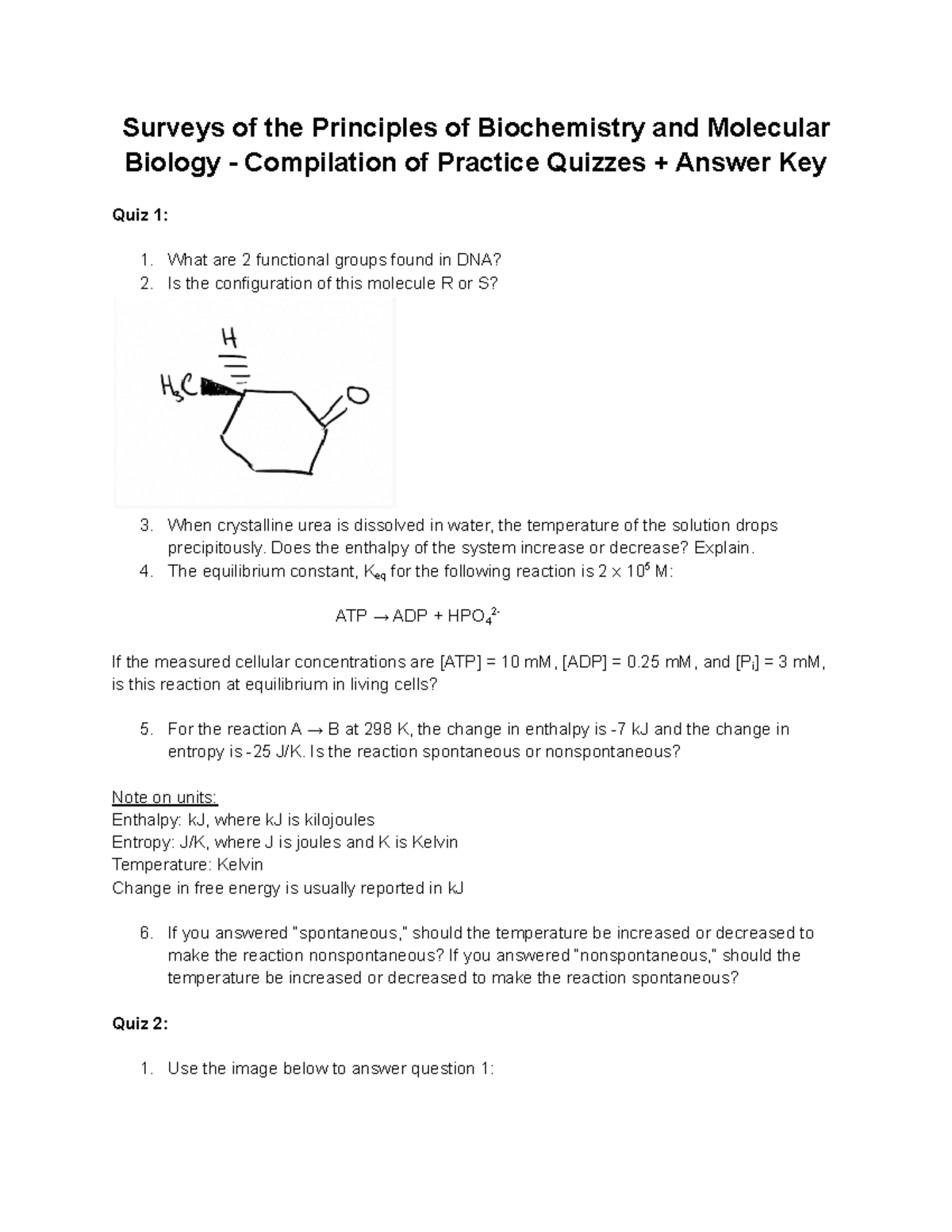 MCB 102 - Compilation of Practice Quizzes + Answer key - Surveys of the ...