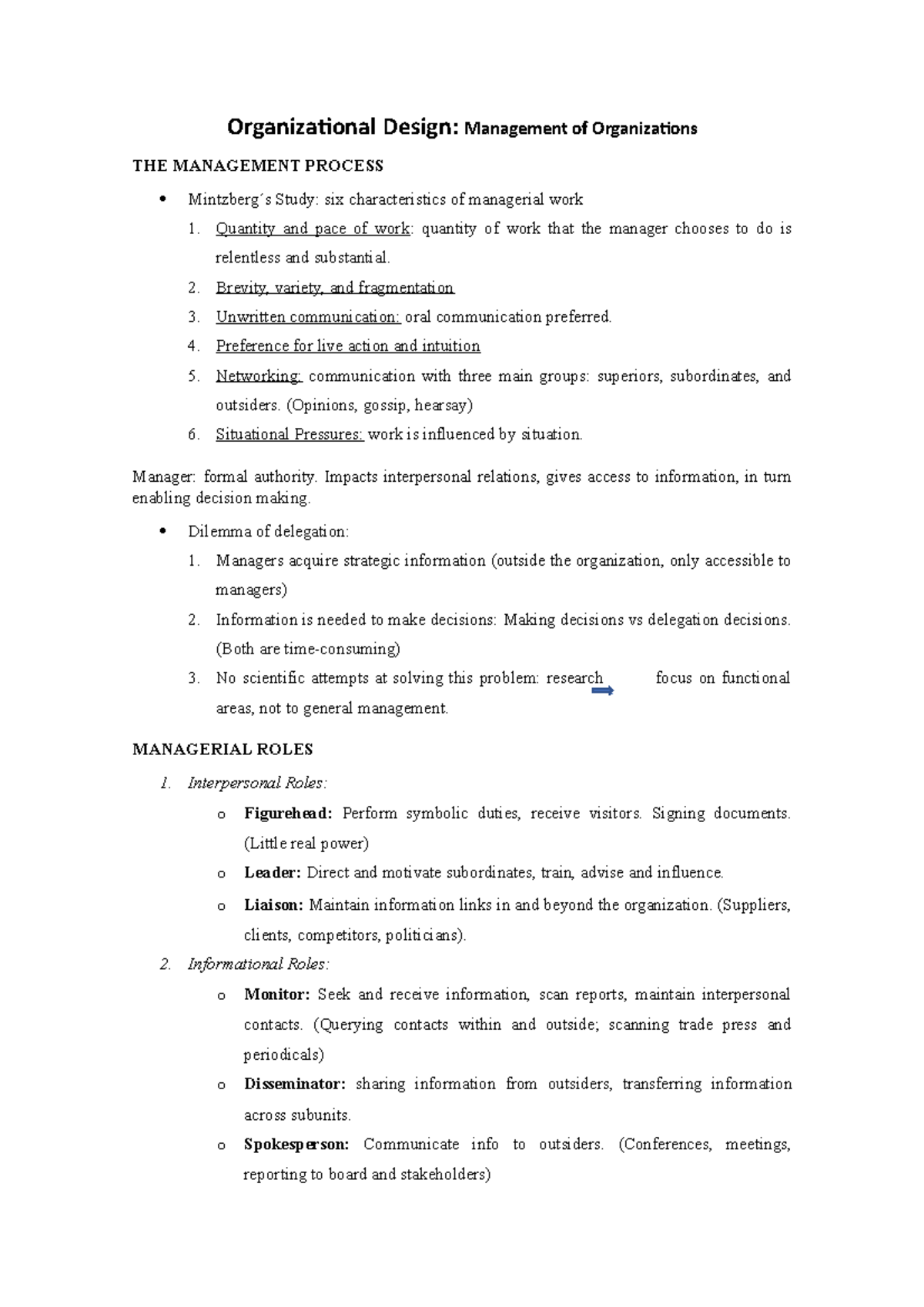 Chapter 2 Management of organizations - Organizational Design ...