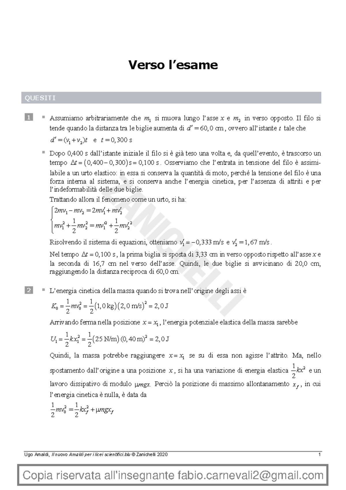 Amaldi soluzioni verso esame 93806 c01 - Ugo Amaldi, Il nuovo Amaldi ...