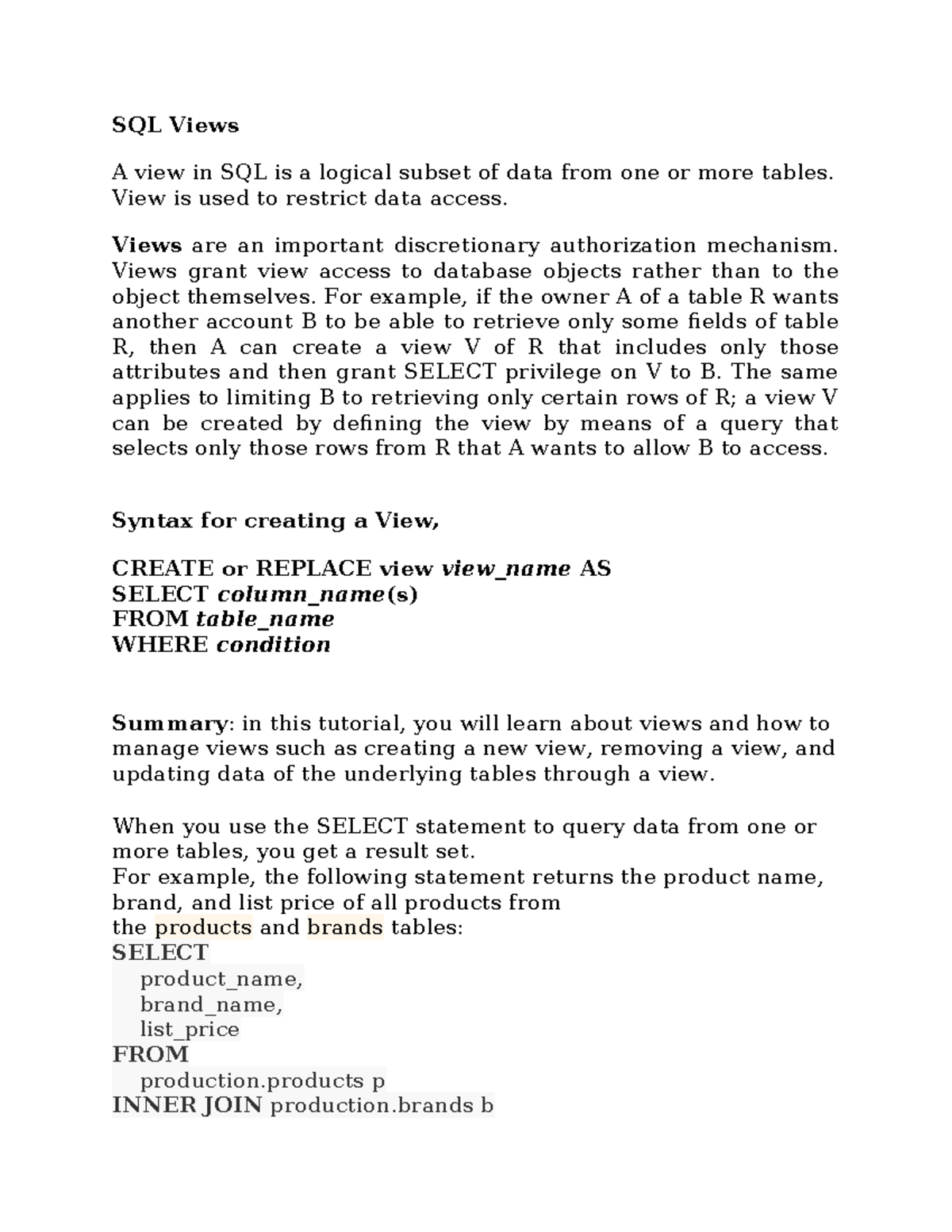 Lesson 4 Sql Server Views Sql Views A View In Sql Is A Logical 7328