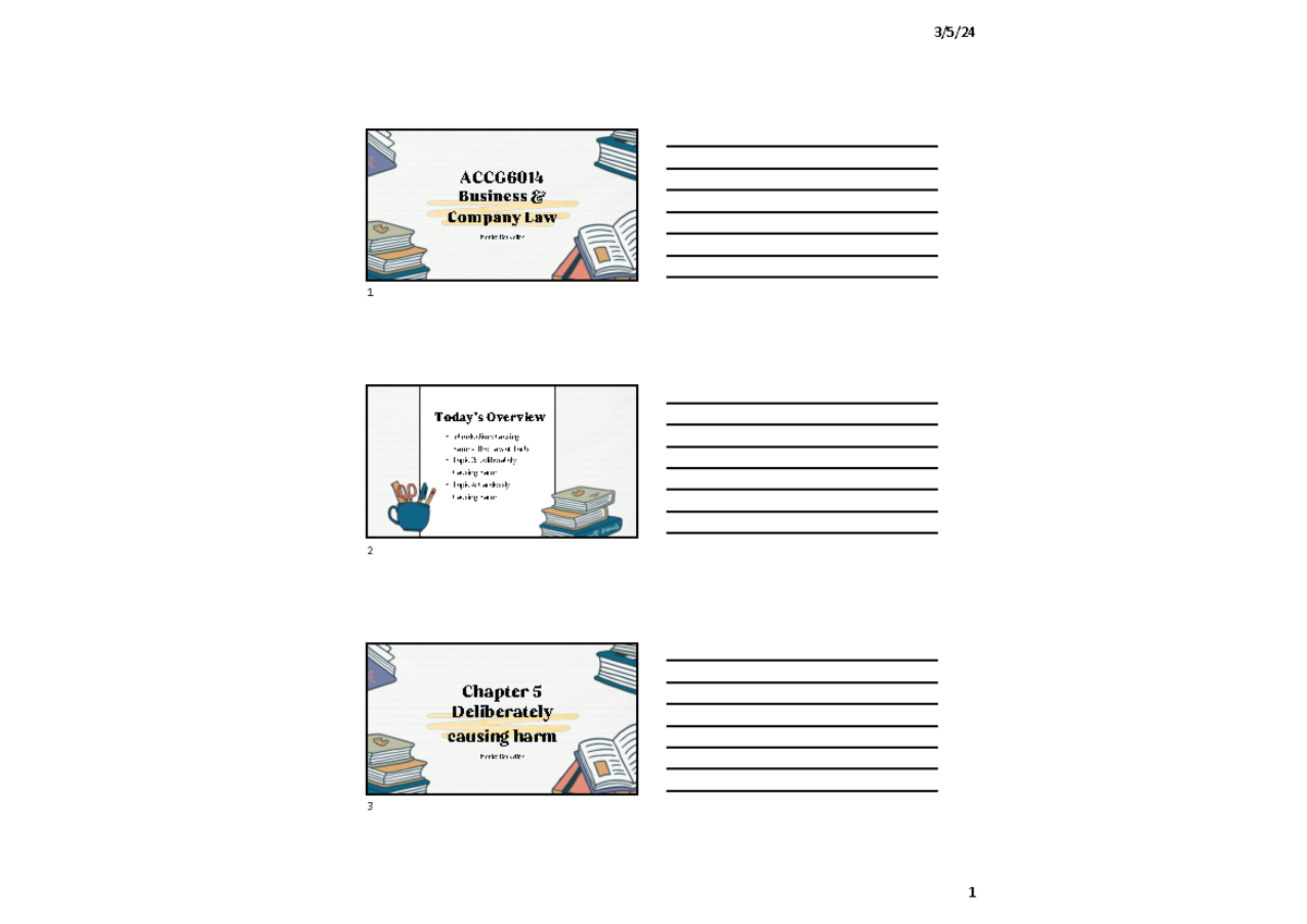 Lecture 3 Slides Handout - Business & Company Law ACCG Monica Rouvellas 1 Today’s Overview ...