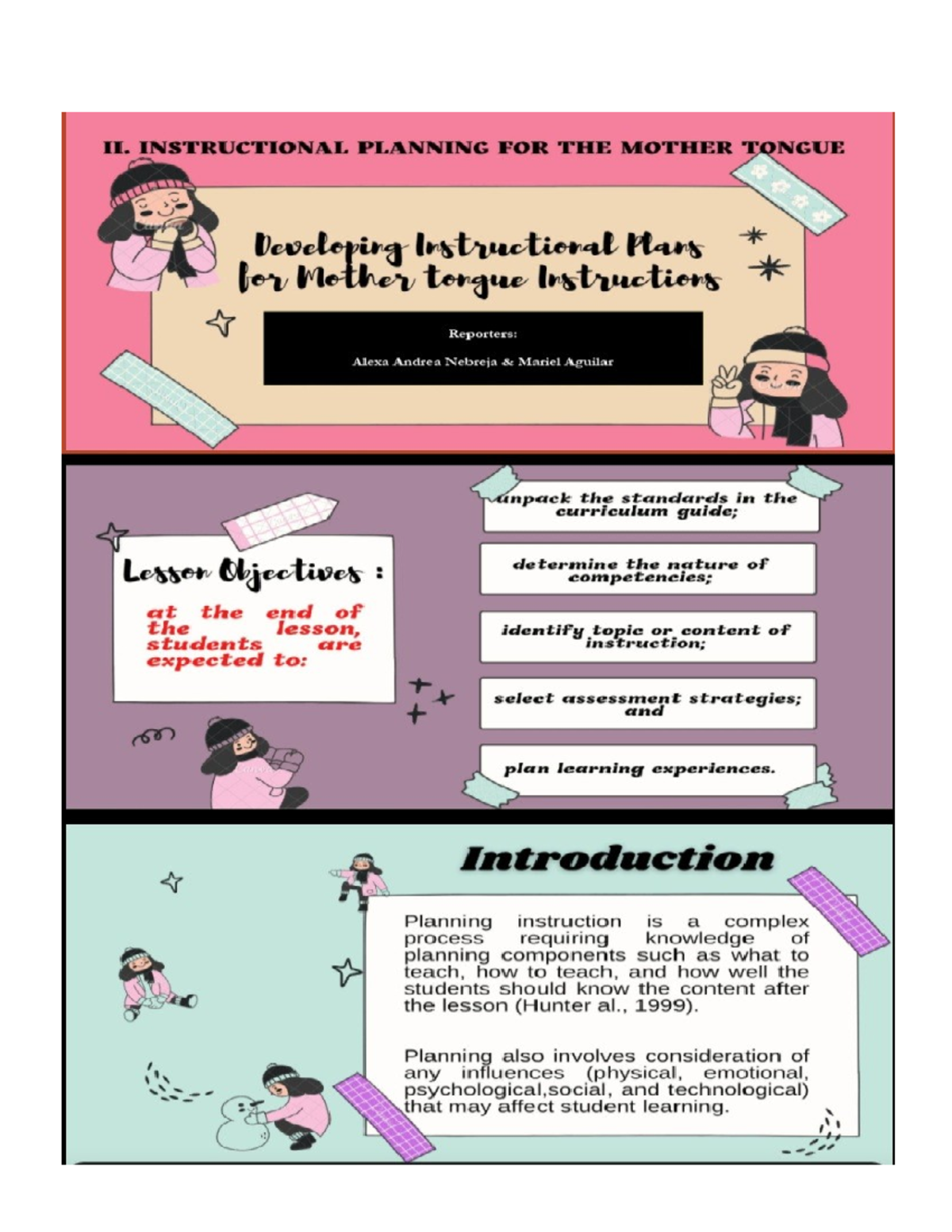 Report MTB - None - II. INSTRUCTIONAL PLANNING FOR THE MOTHER TONGUE ...