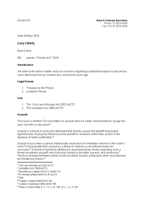 Letter of Advice - Assignment 2 - Student ID: Assessment Name: Letter ...