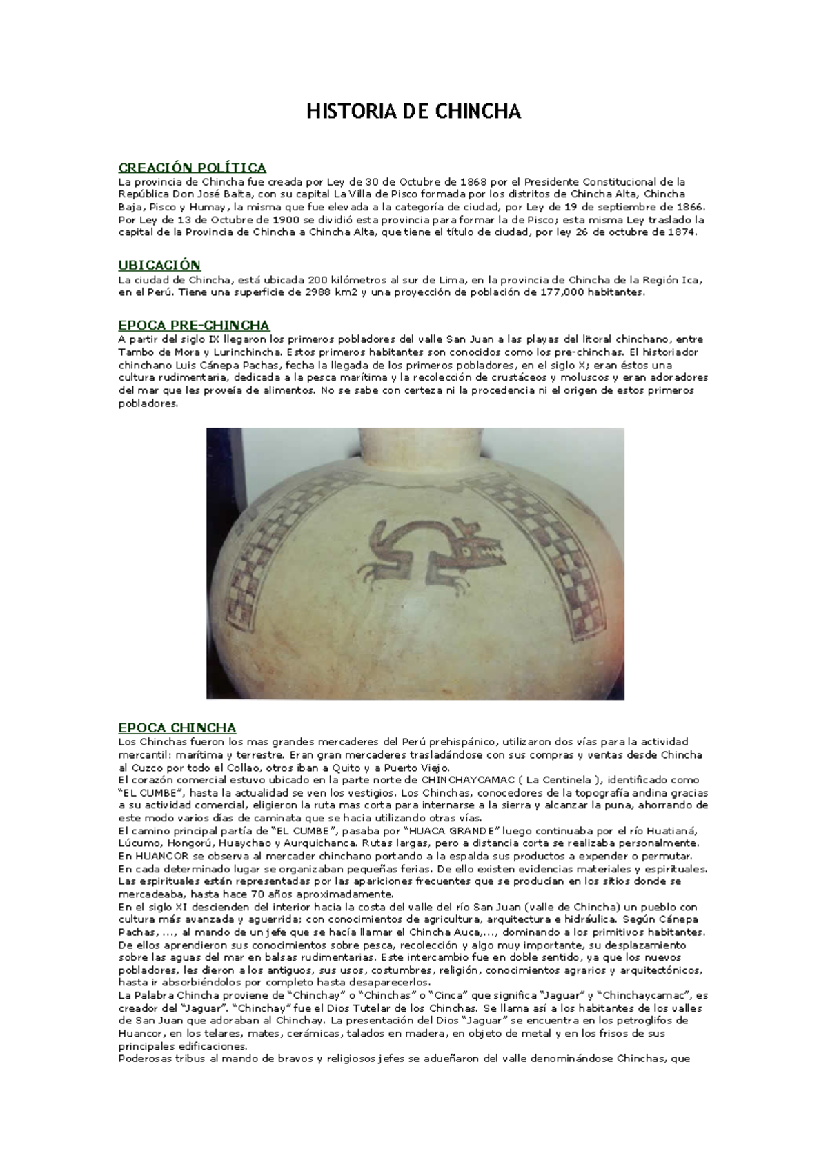 -Historia-de-Chincha - HISTORIA DE CHINCHA CREACIÓN POLÍTICA La ...