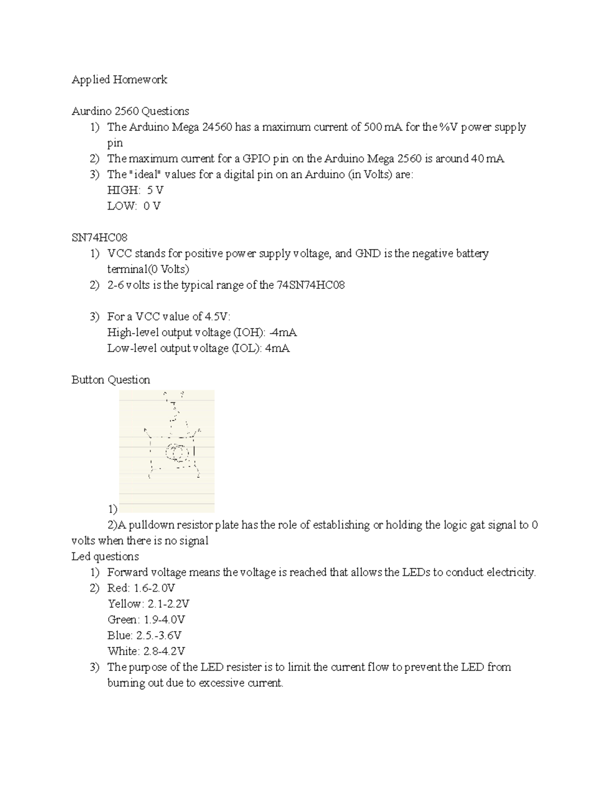 Applied Homework - Applied Homework Aurdino 2560 Questions 1) The ...