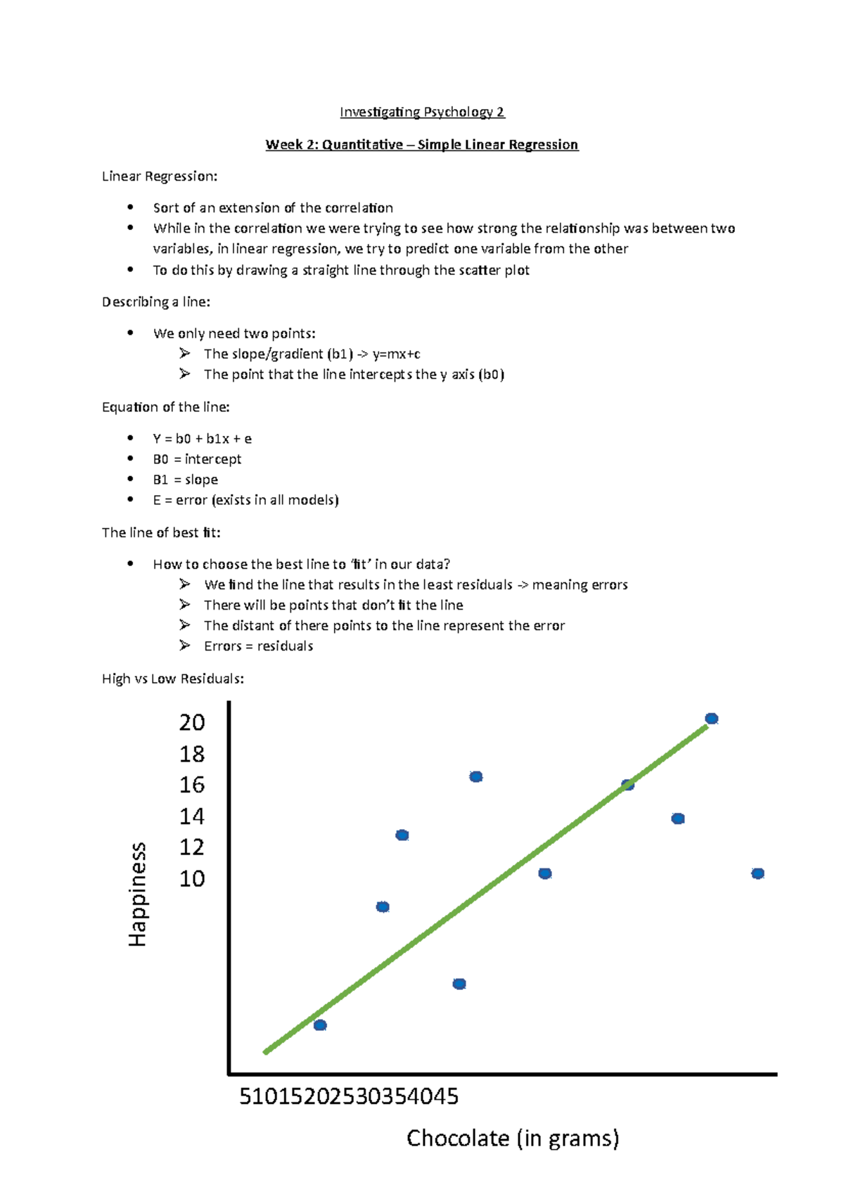 Simple Linear Regression - Investigating Psychology 2 Week 2 ...