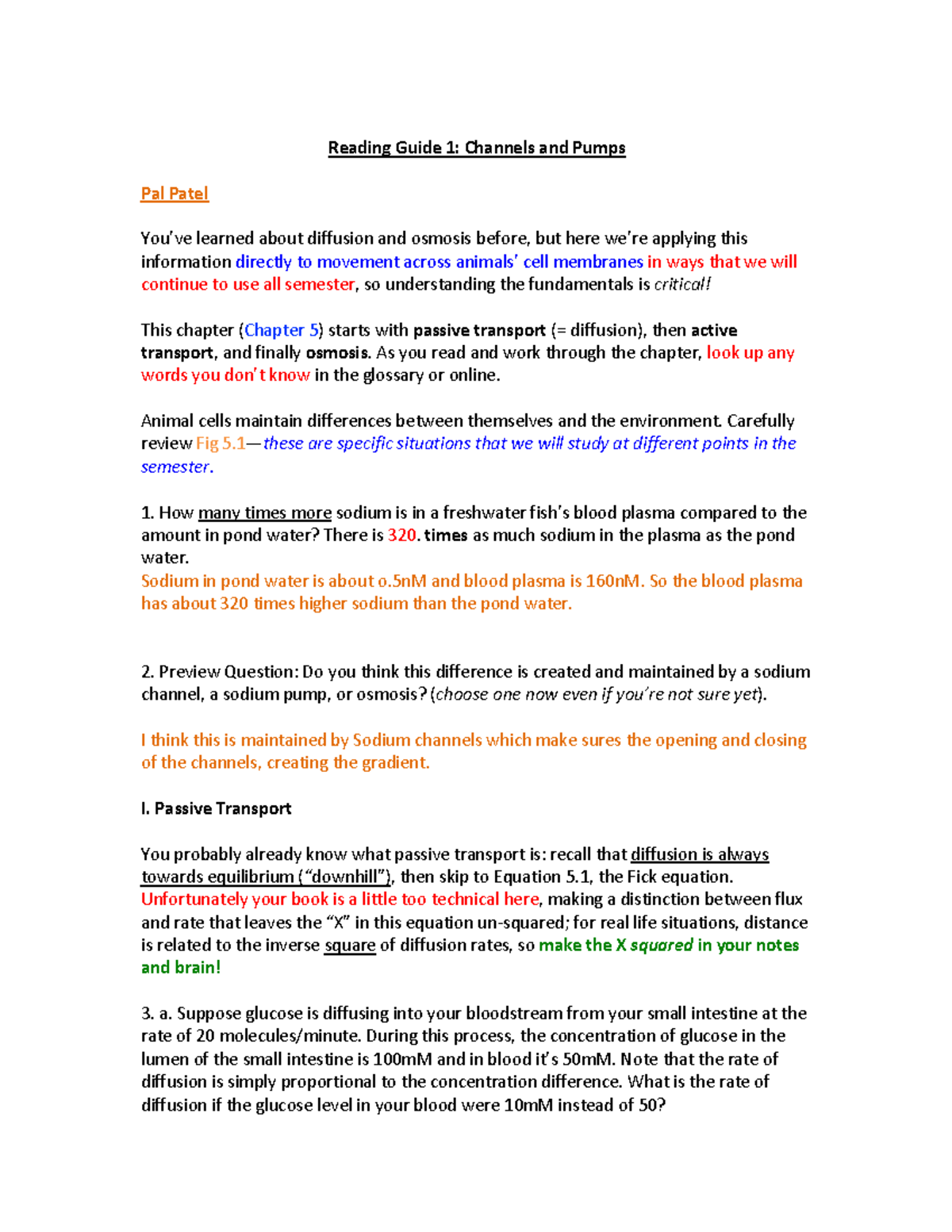 Reading Guide 1- Channels and Pumps Pal Patel - Reading Guide 1 ...