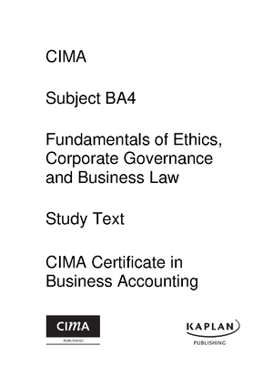 CIMA-BA4-2022 - NOTES - Fundamentals of Ethics, Corporate Governance ...