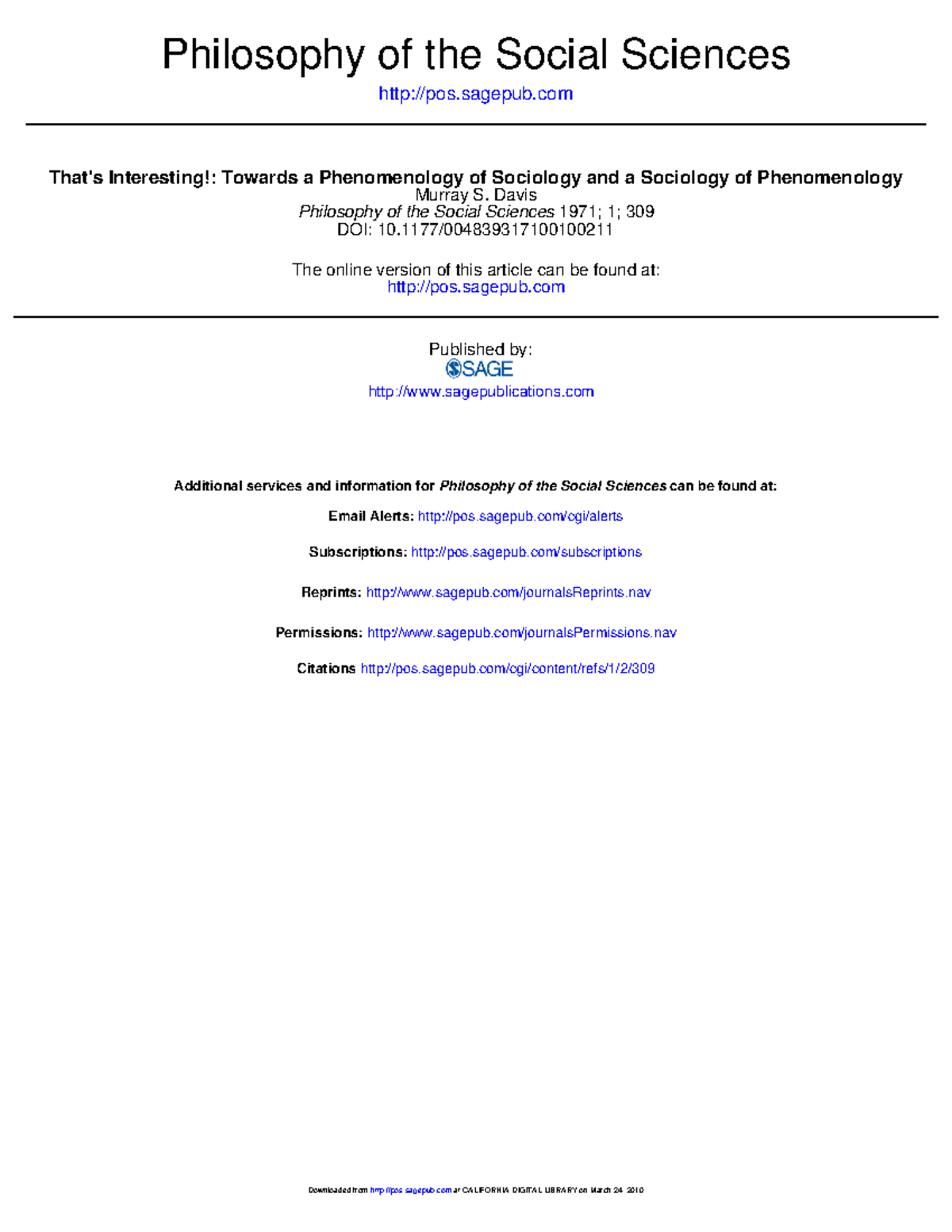 Davis 1971Philosophy SS Philosophy of Science - pos.sagepub Philosophy ...