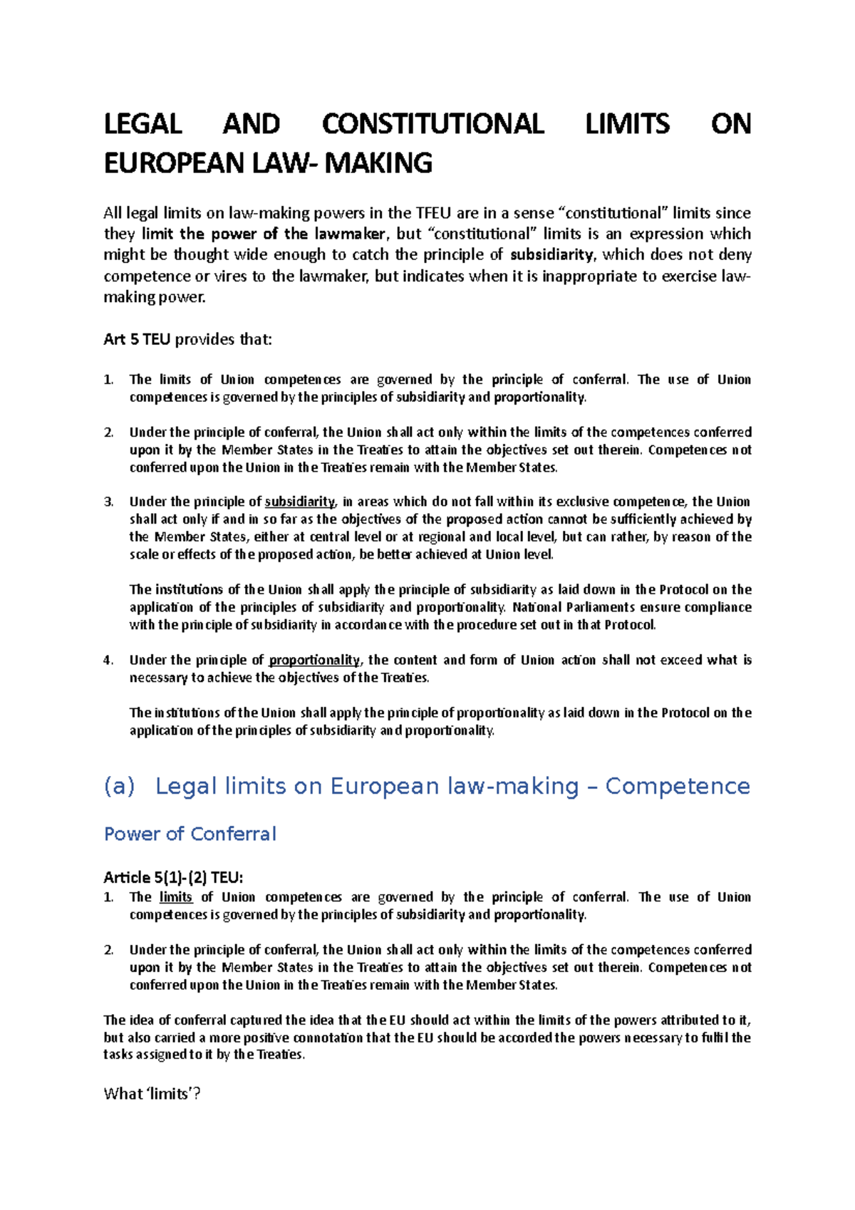 Legal and Constitutional Limits on EU Law - LEGAL AND CONSTITUTIONAL ...