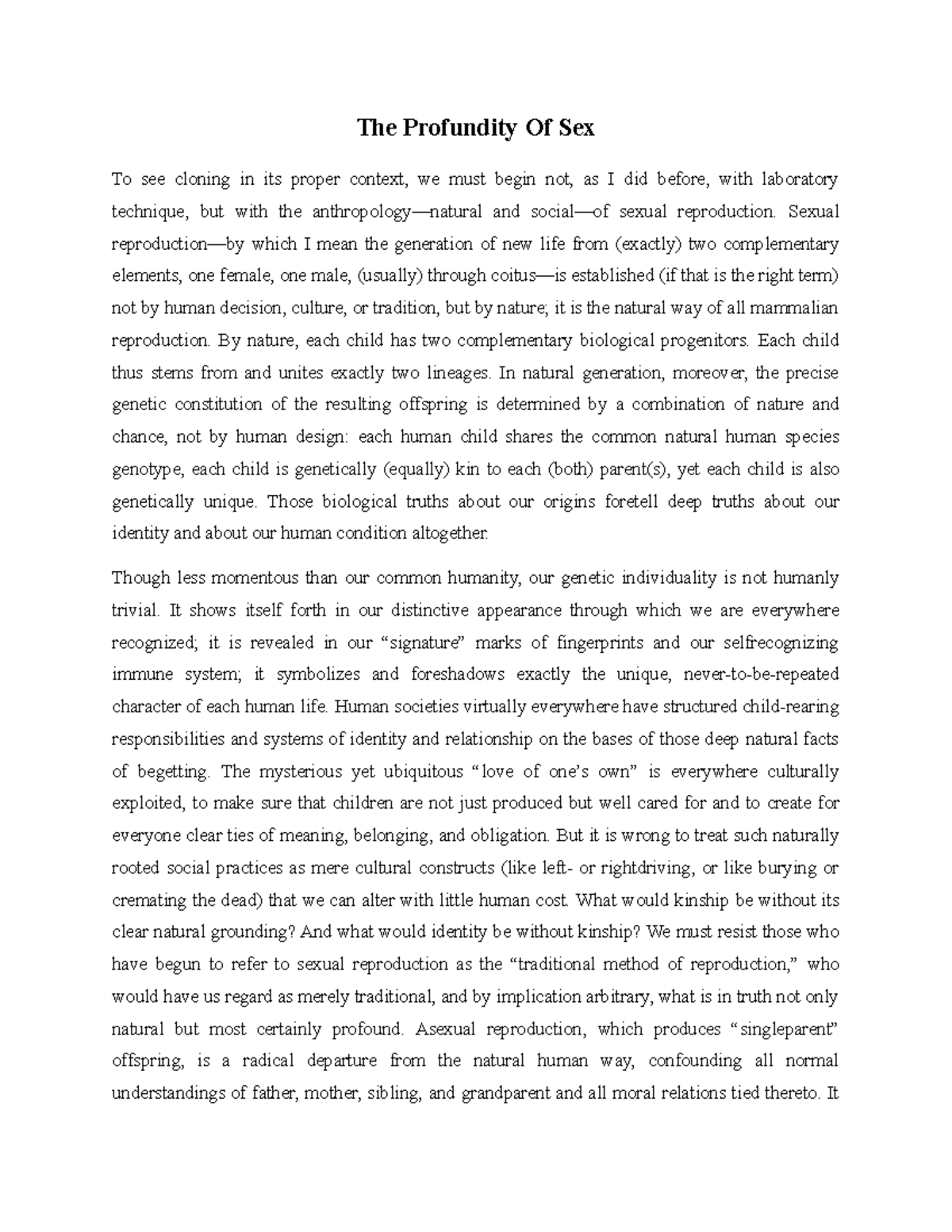 The Profundity Of Sex - Sexual reproduction—by which I mean the ...