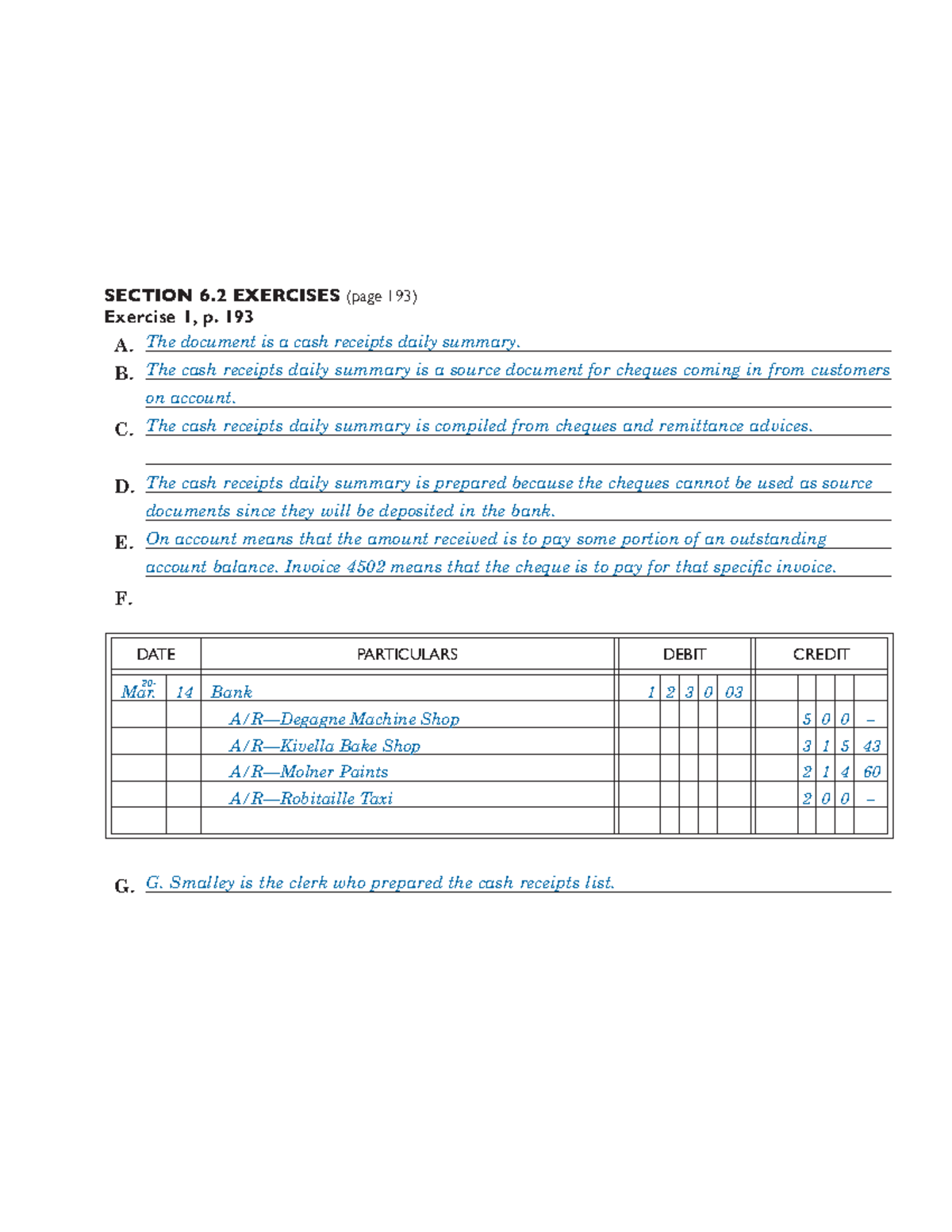 Ch6 - Accounting chapter 6 pages 193-206 - 19. 20. 21. SECTION 6 EXERCISES (page 193) Exercise 1 ...