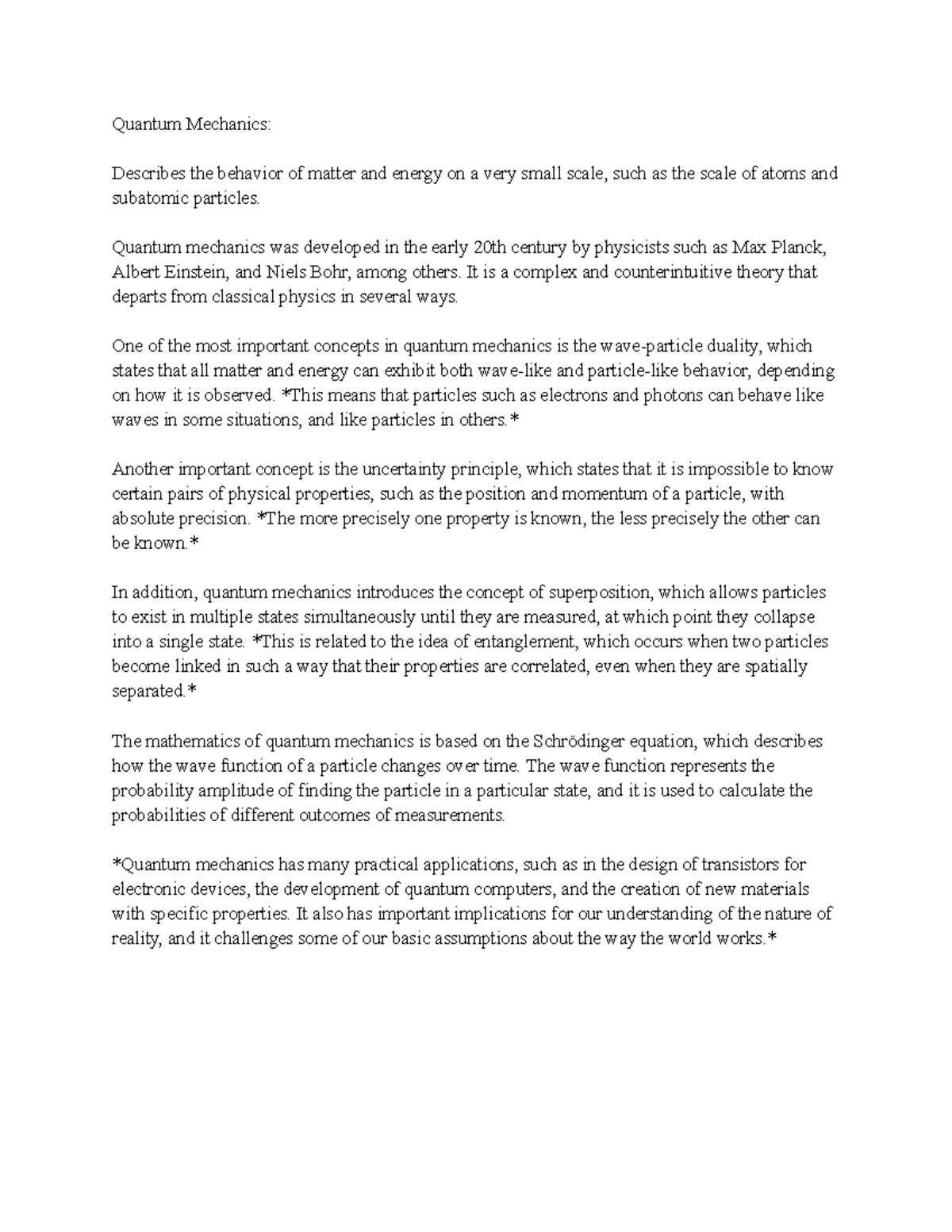 Quantum Mechanics - Quantum Mechanics: Describes the behavior of matter ...