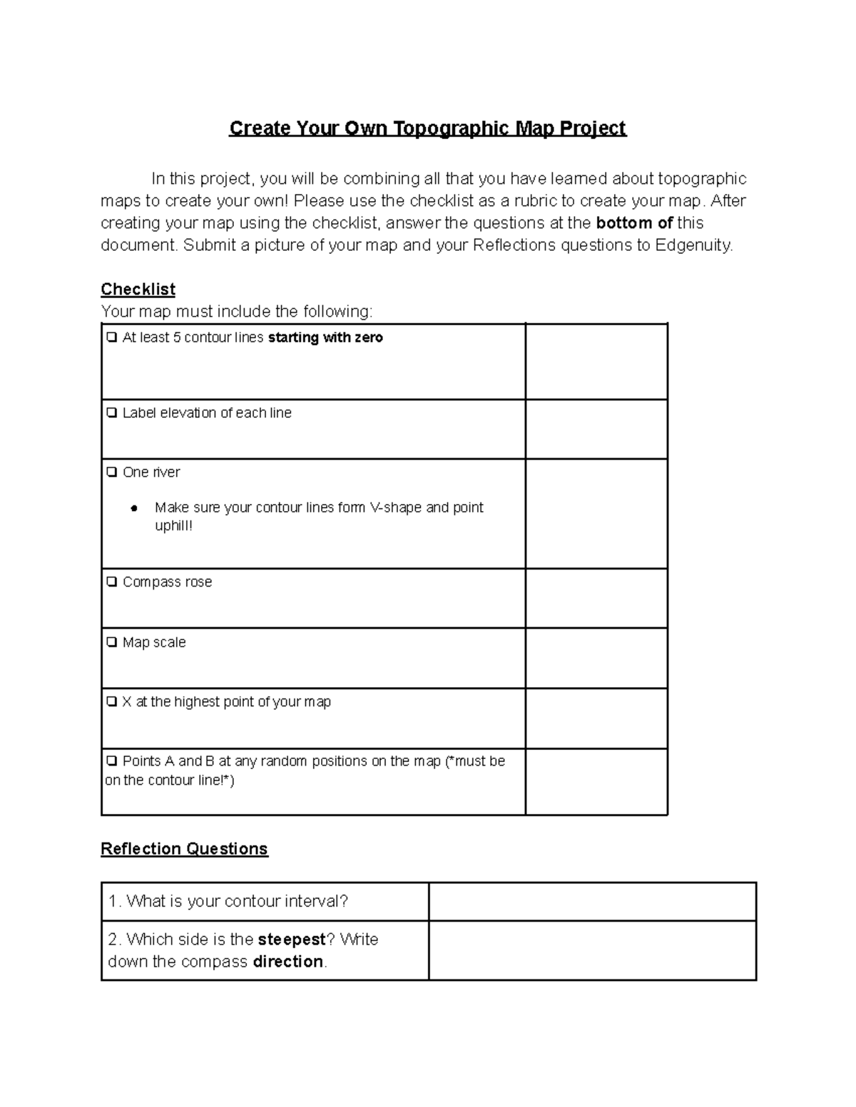 Create Your Own Topographic Map Project - After creating your map using ...