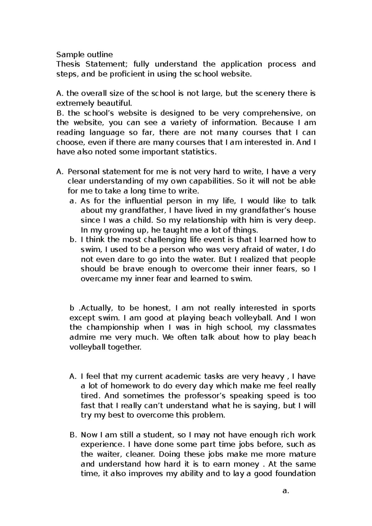 Sample outline - The summary of the course which is provided by the ...