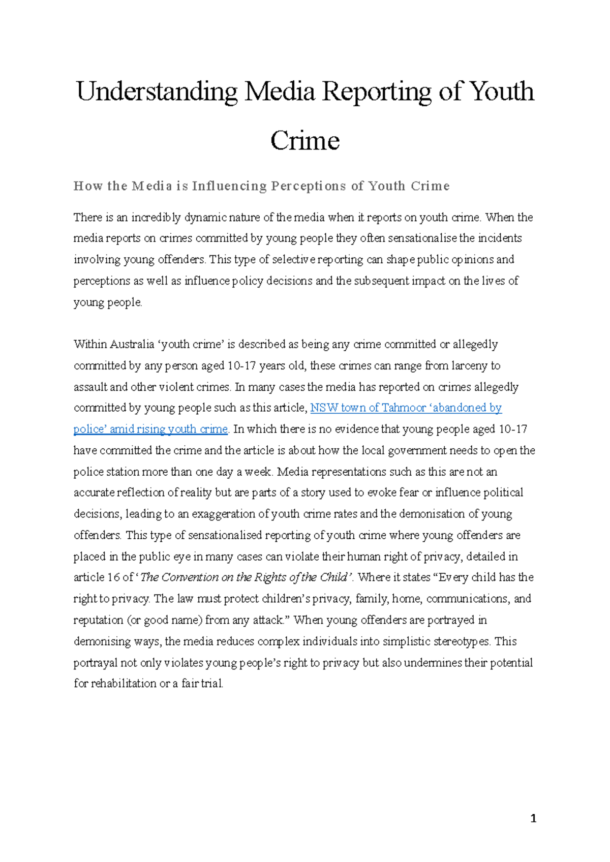 Understanding Media Reporting of Youth Crime - Understanding Media ...