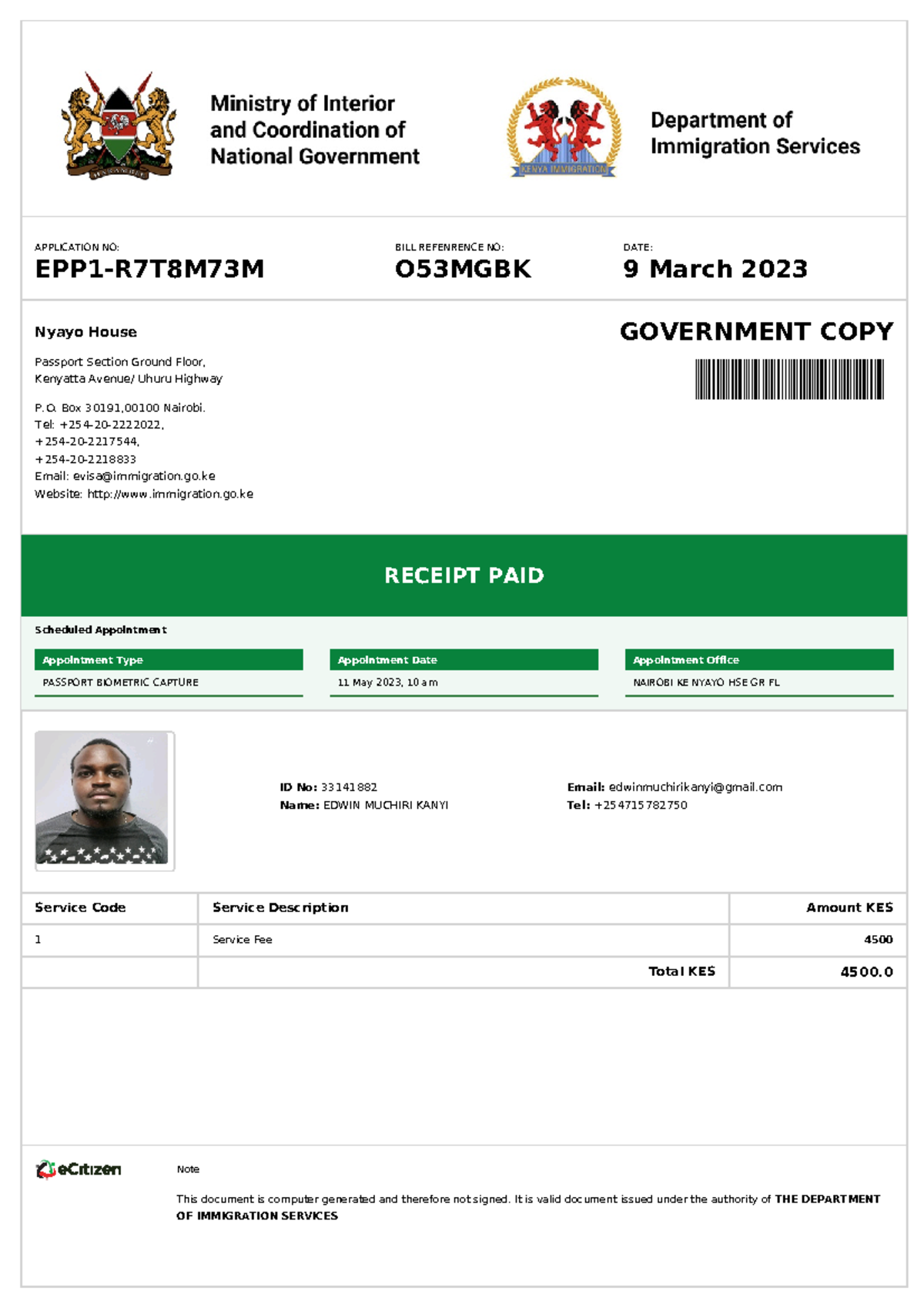 EPP1-R7T8M73M- Immigration Receipt - Financial accounting 1 - KU - Studocu