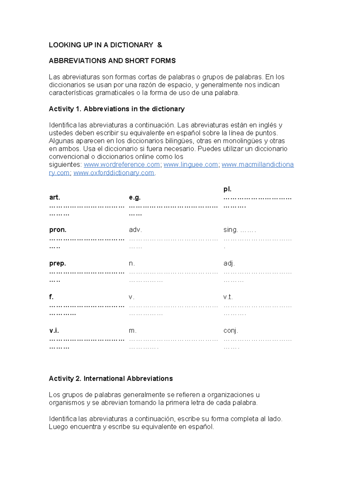Looking UP IN A Dictionary - LOOKING UP IN A DICTIONARY & ABBREVIATIONS ...