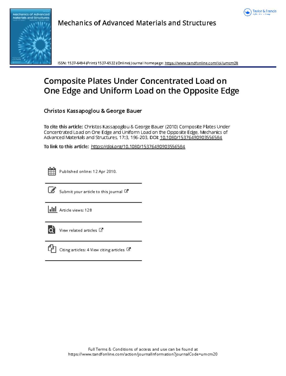 Composite Plates Under Concentrated Load on One Edge and Uniform Load ...