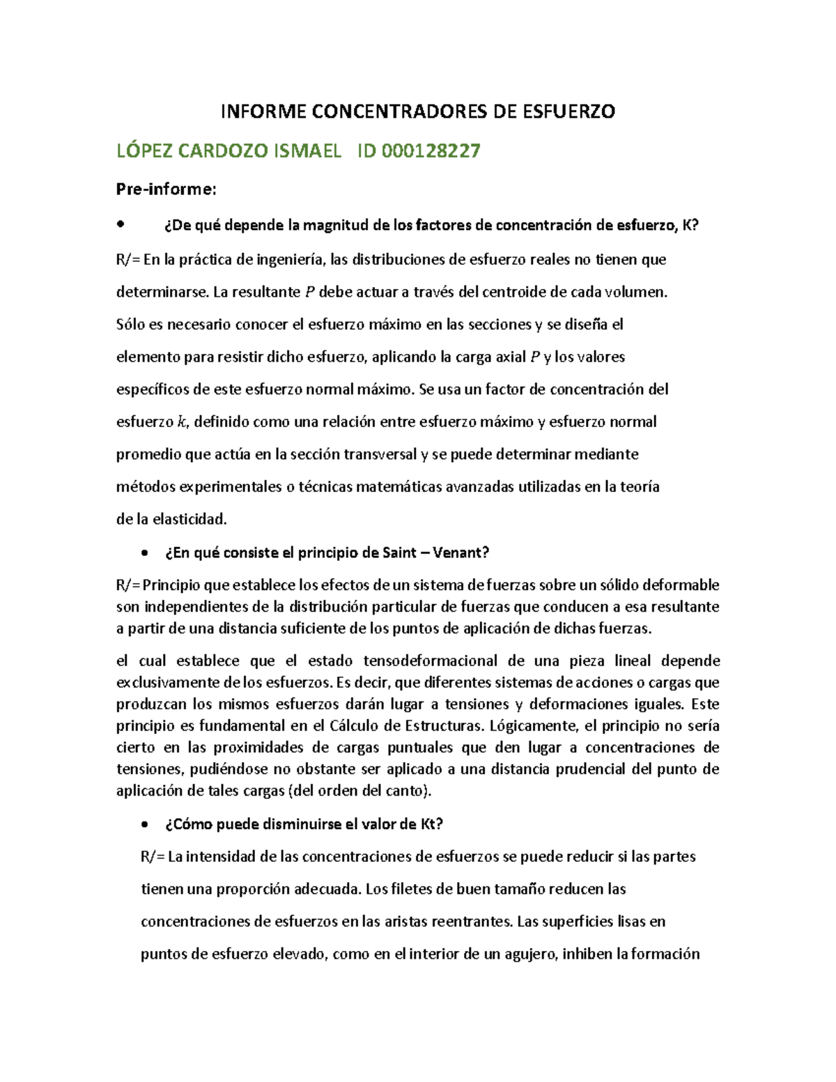 Informe Concentradores DE Esfuerzo - Warning: TT: undefined function: 32 Warning: TT: undefined ...