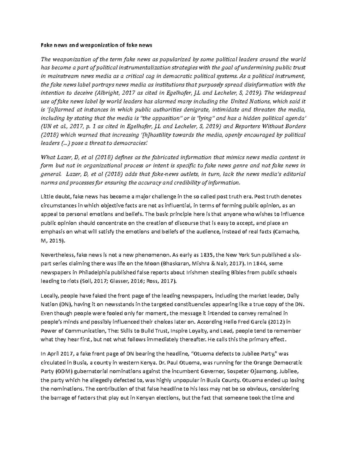 Fakes News and weaponisation of fake news - Fake news and weaponization ...