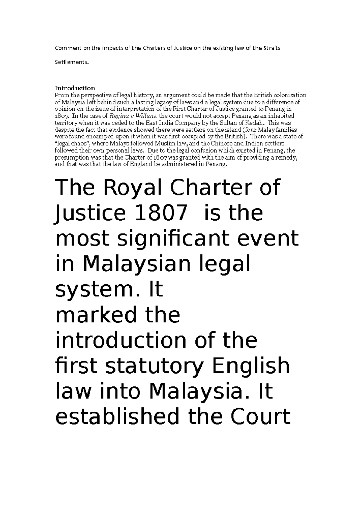 Mlh grpworks vic - mlh grpwork - Comment on the impacts of the Charters ...