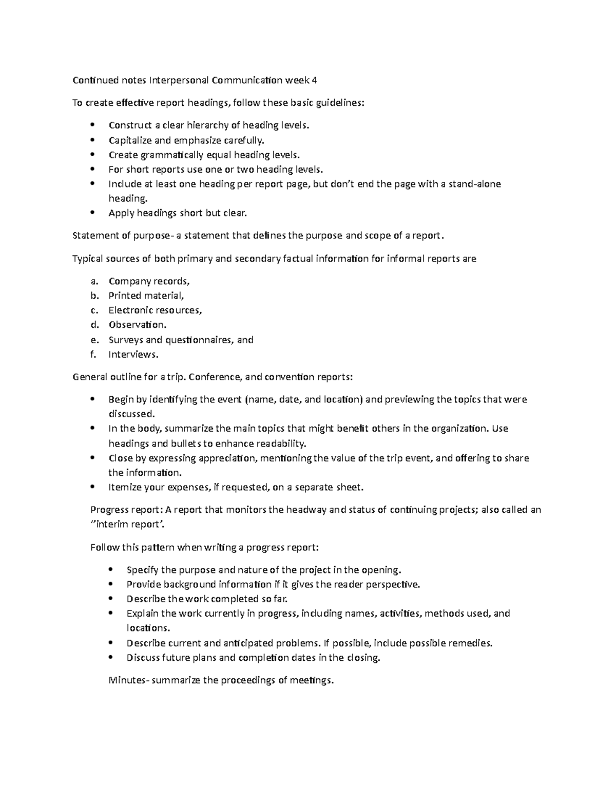 Continued notes Interpersonal Communication week 4 - Capitalize and ...