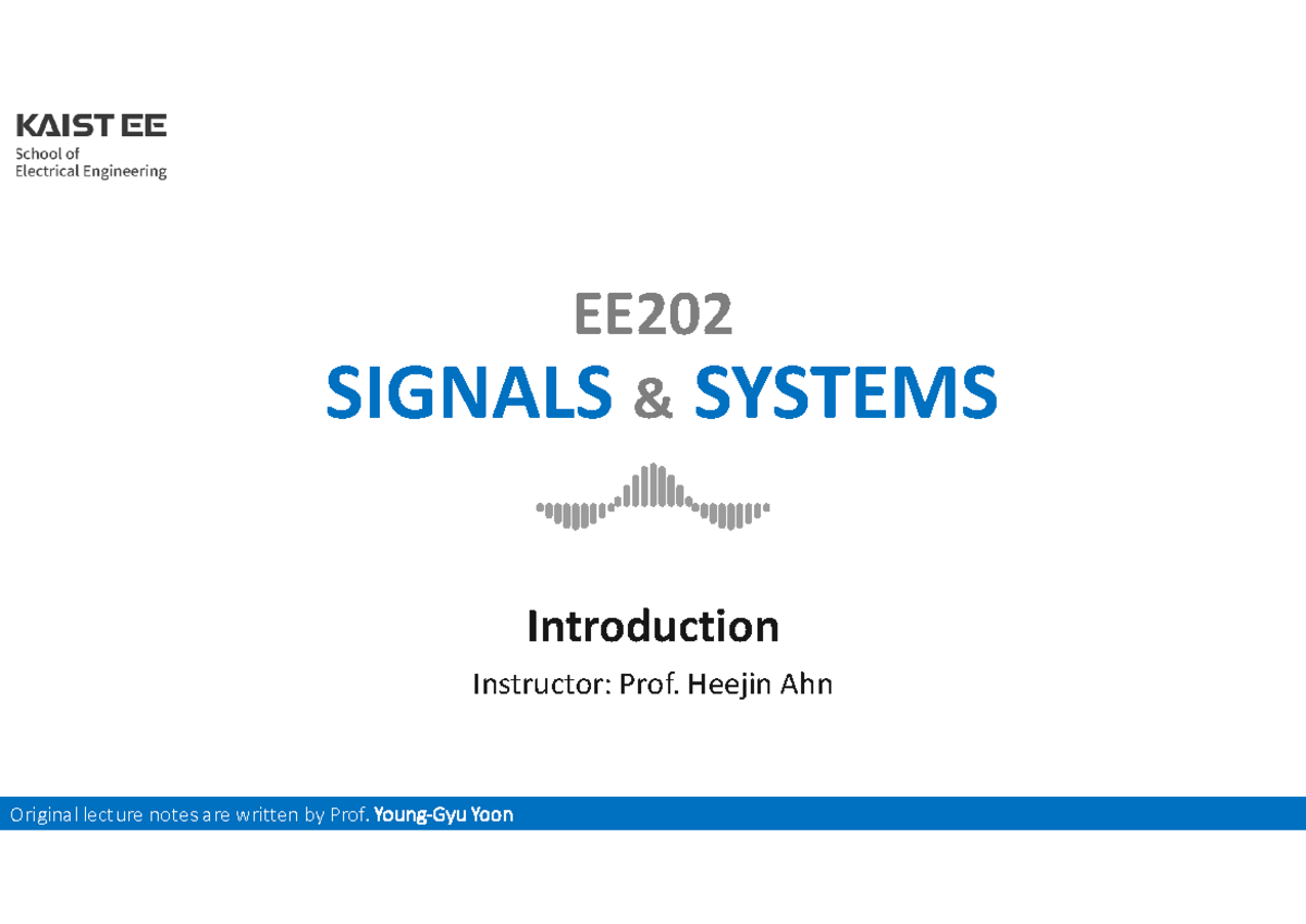 L1 introduction - Lec. 1 - EE EE SIGNALS & SYSTEMS Introduction ...