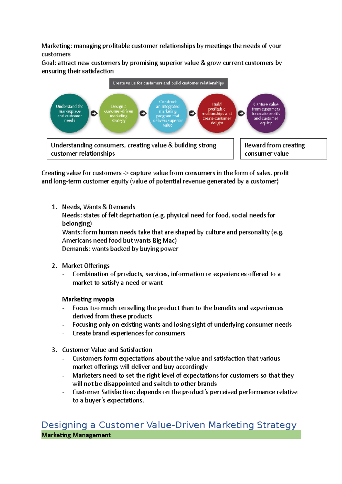 Marketing - Lecture notes midterm lectures - Marketing: managing ...