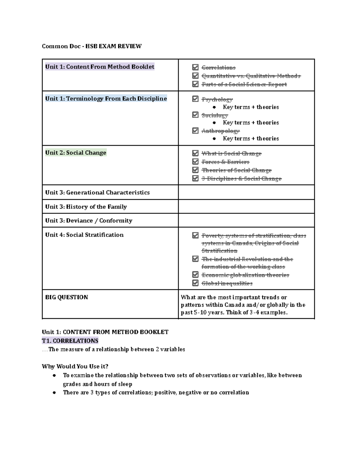 Common Doc - HSB EXAM Review - Common Doc - HSB EXAM REVIEW Unit 1 ...