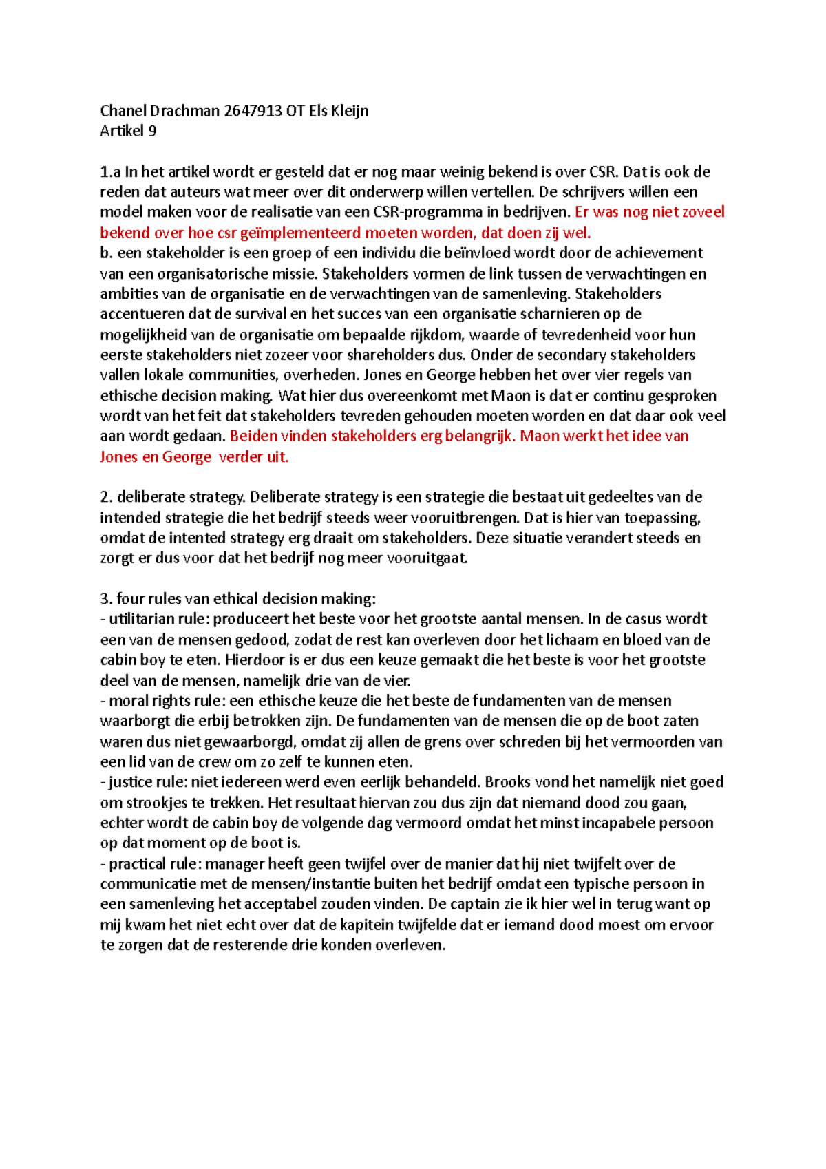 Effectieve management - Chanel Drachman 2647913 OT Els Kleijn Artikel 9 ...