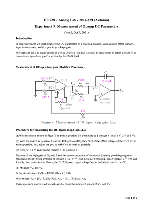 EE230 Analog LAB Experiment 1 - EE 230 – Analog Circuits Lab - 2021-22 ...