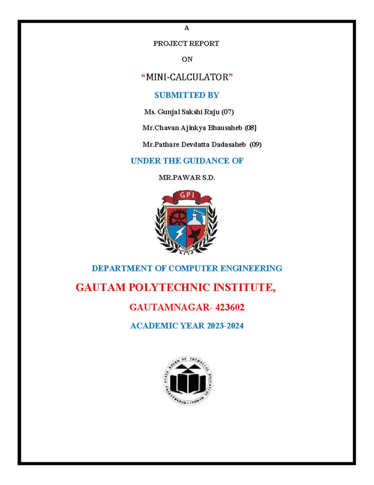 MIC Dev Microproject - FIAL - A PROJECT REPORT ON “MINI-CALCULATOR ...