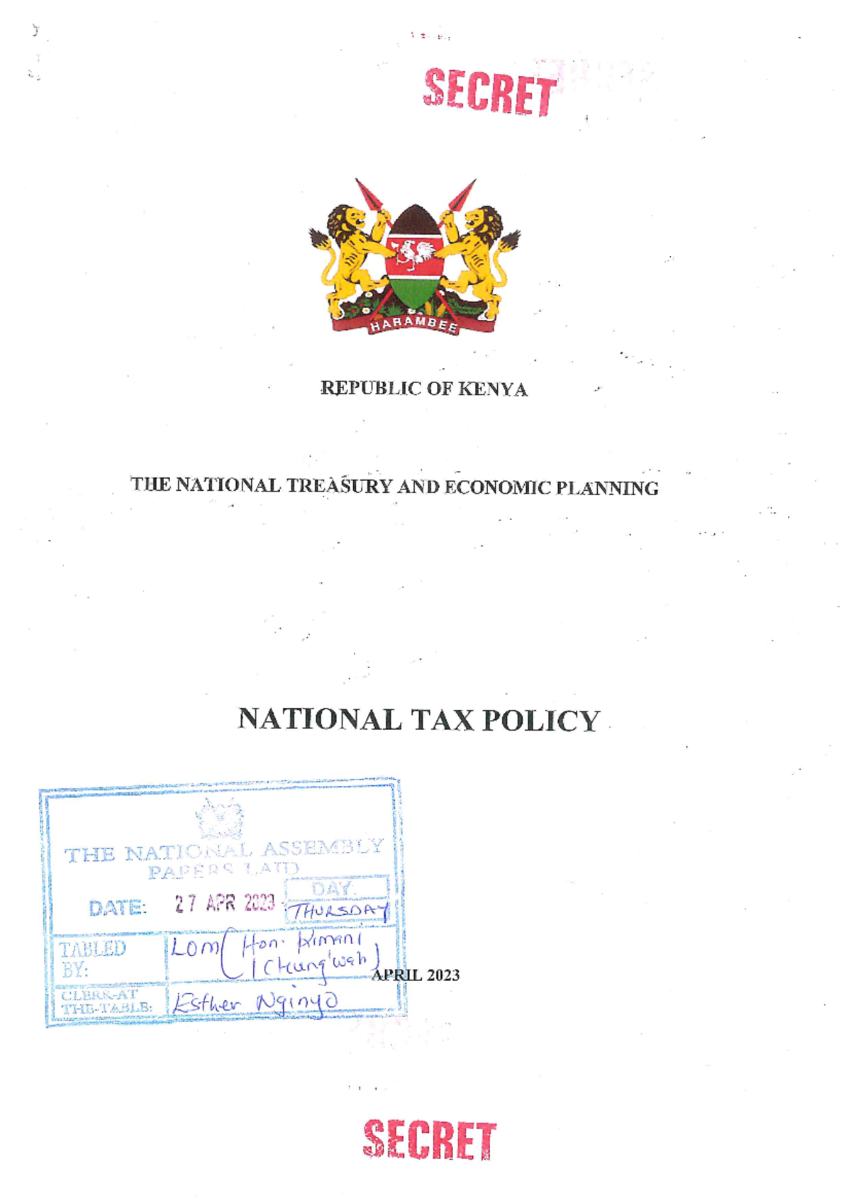 The National Treasury and Economic Planning National Tax Policy-2 ...