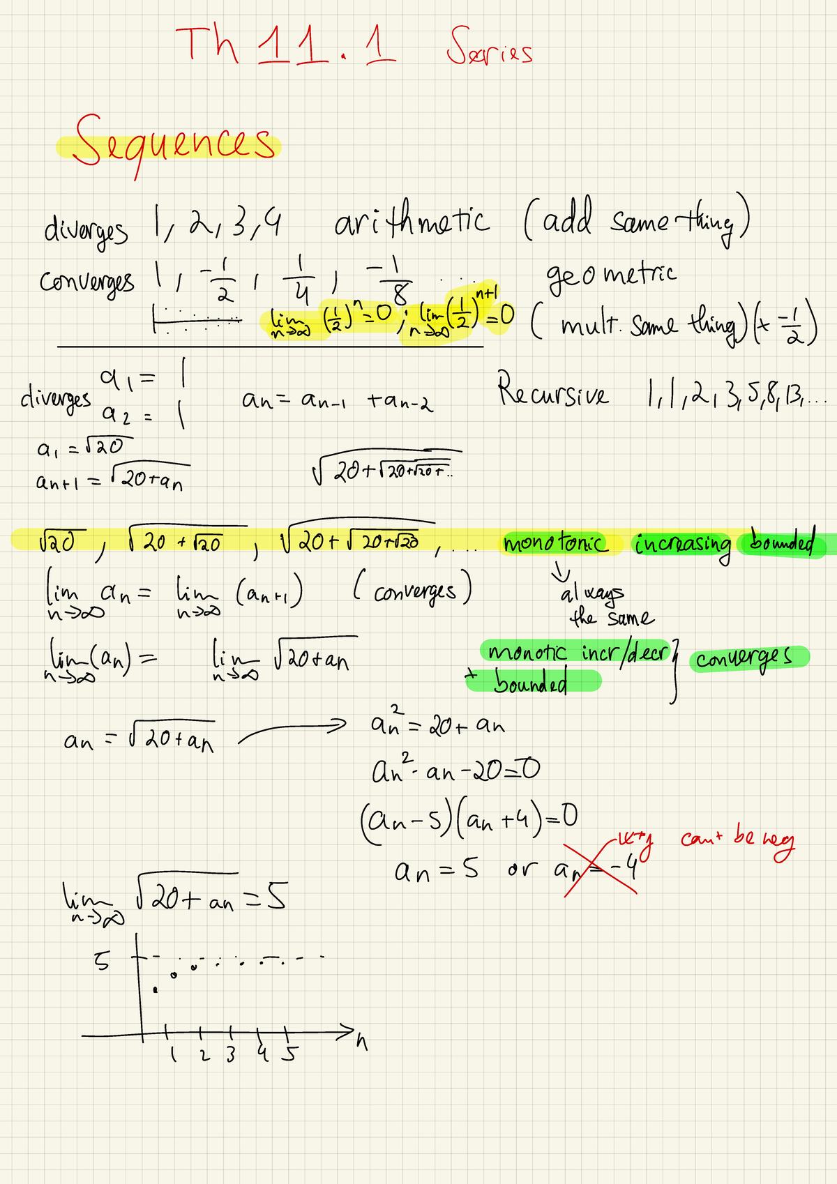 Theory 11.1 Sequence - Th 11. 1 Series Sequences diverges 1,2,3,4 ...