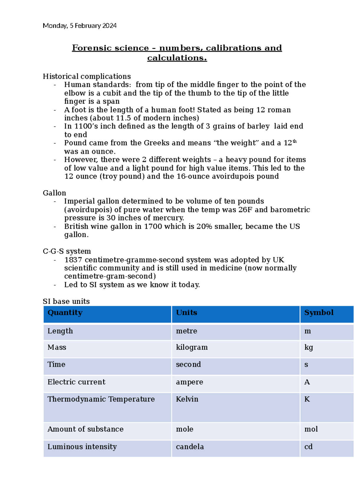 Forensic science - lecture 4 - Forensic science – numbers, calibrations ...