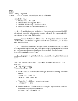 Chapter 4 Active Learning Assignment - Active Learning Assignment: Chapter 4 Name: Date: Section ...