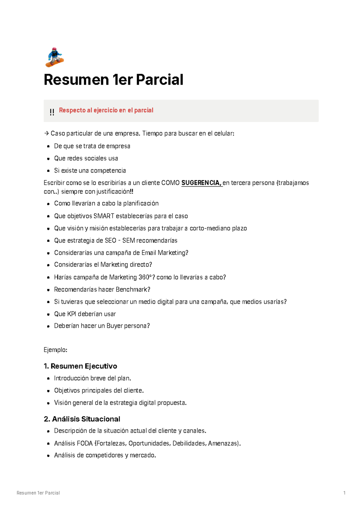 Resumen 1er Parcial Medios - 🏂 Resumen 1er Parcial !! Respecto al ejercicio en el parcial Caso ...