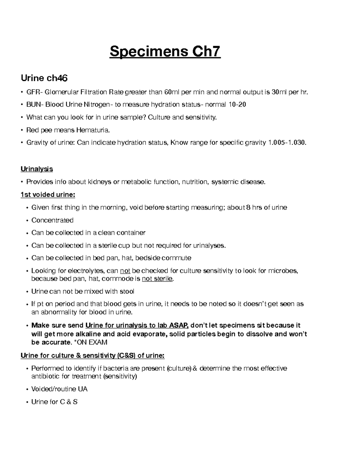 PDF Specimens ch7in skills; 46-47in fundam - Specimens Ch Urine ch GFR ...