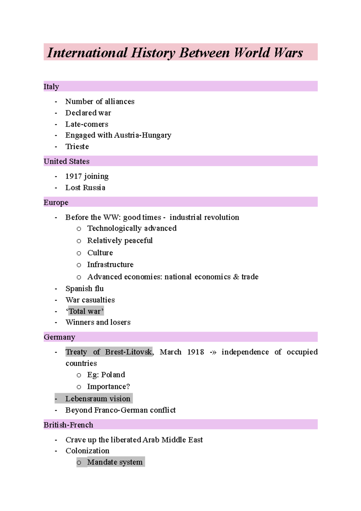 International History Between World Wars - International History ...