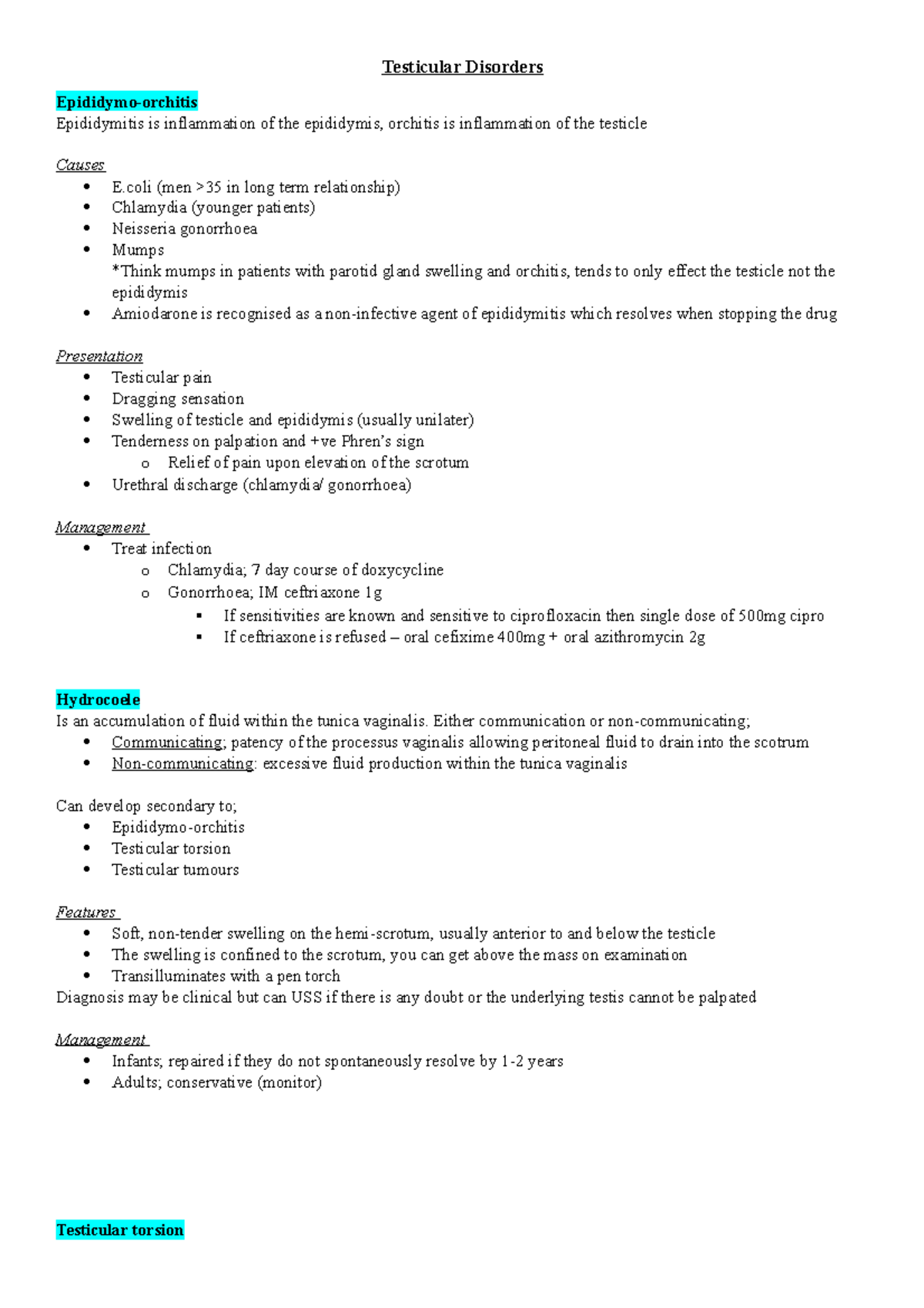 Testicular Disorders Summary Of The Condition With Differentials