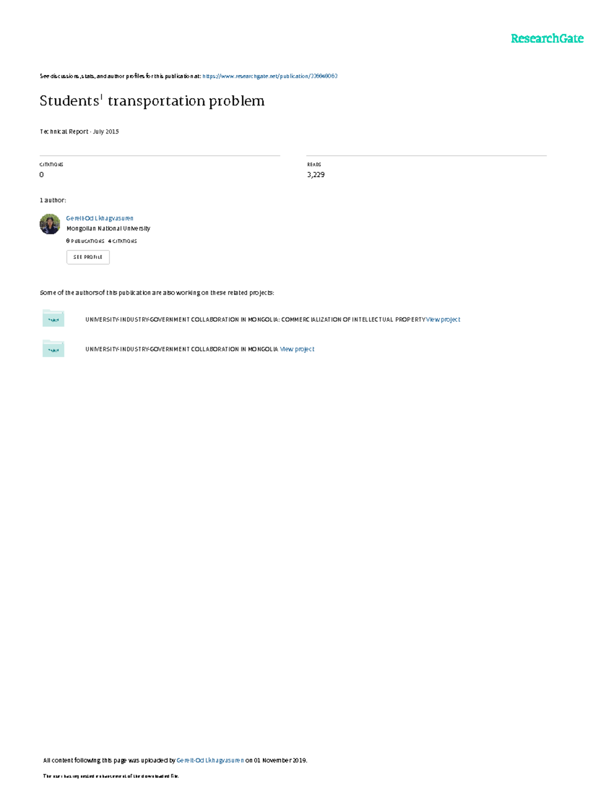 Student’s transportation problem - See discussions, stats, and author ...