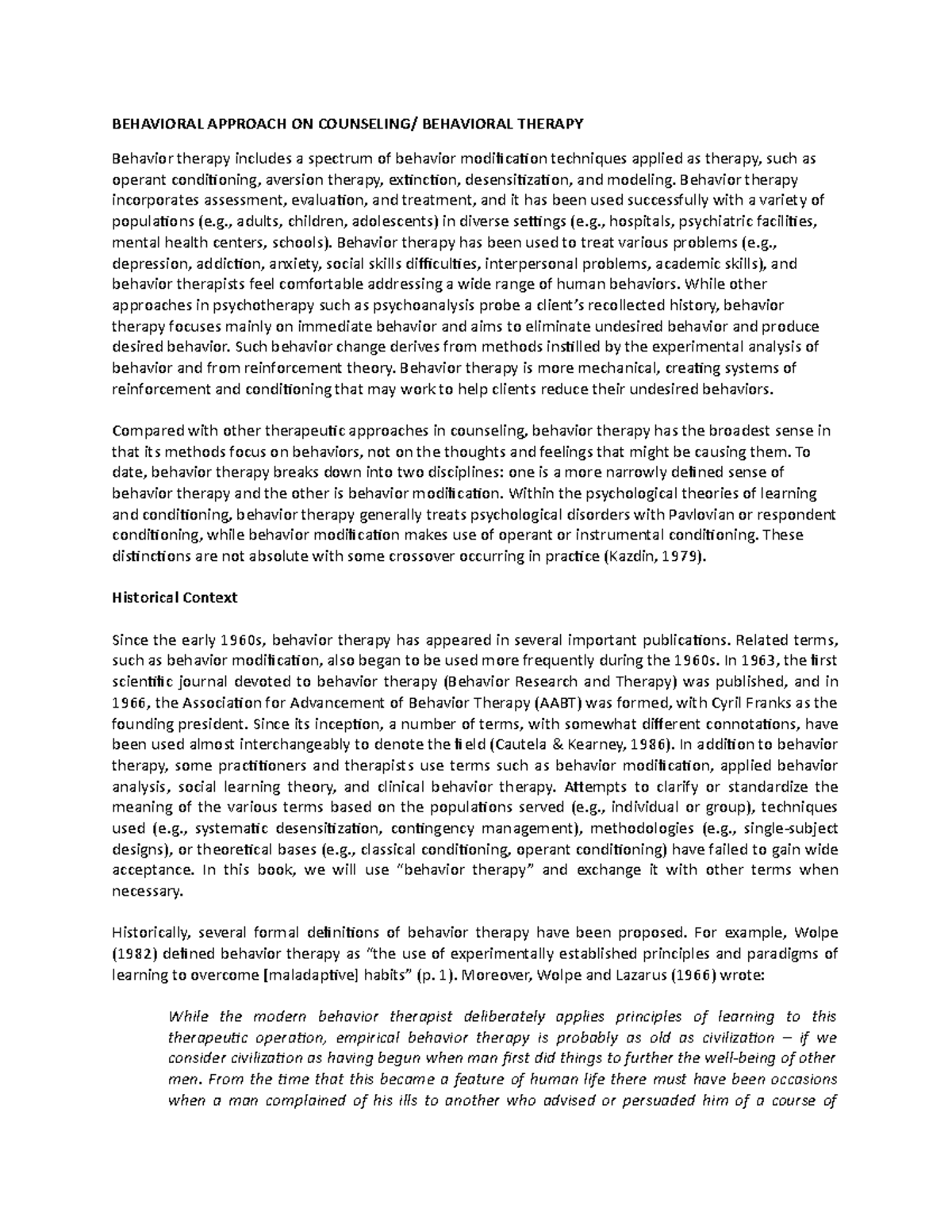 Behavioral Approach in Ccounseling - BEHAVIORAL APPROACH ON COUNSELING ...