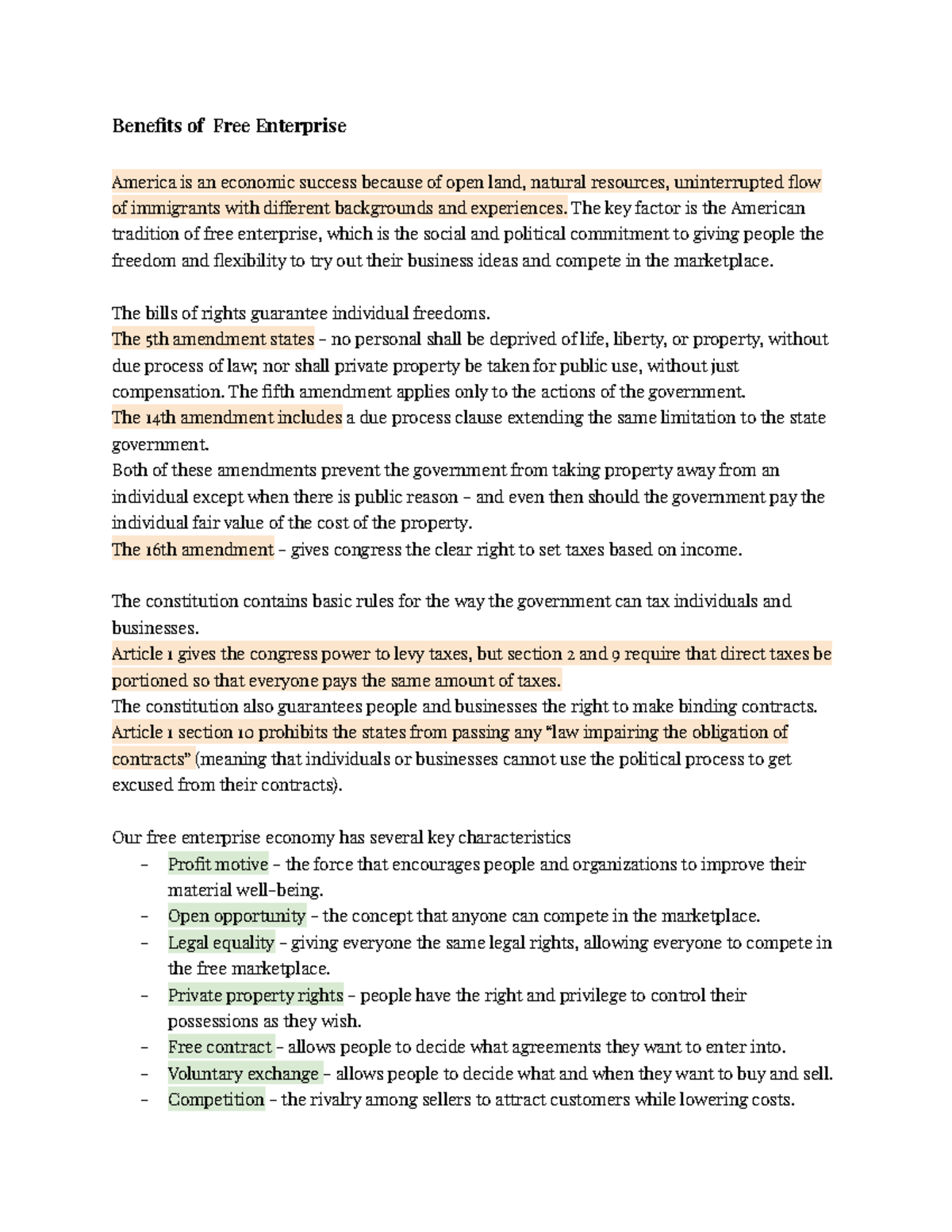 Economics P3 - American free enterprise - Benefits of Free Enterprise ...