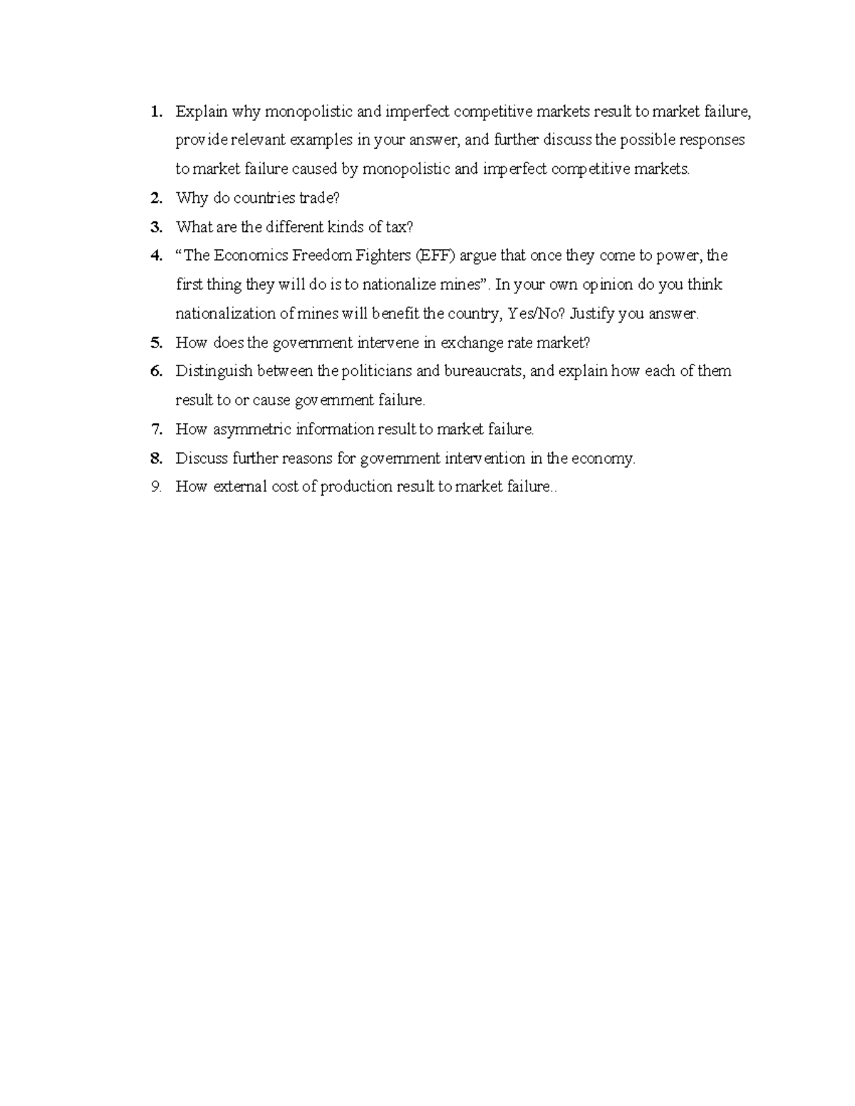 Questions - Explain why monopolistic and imperfect competitive markets ...