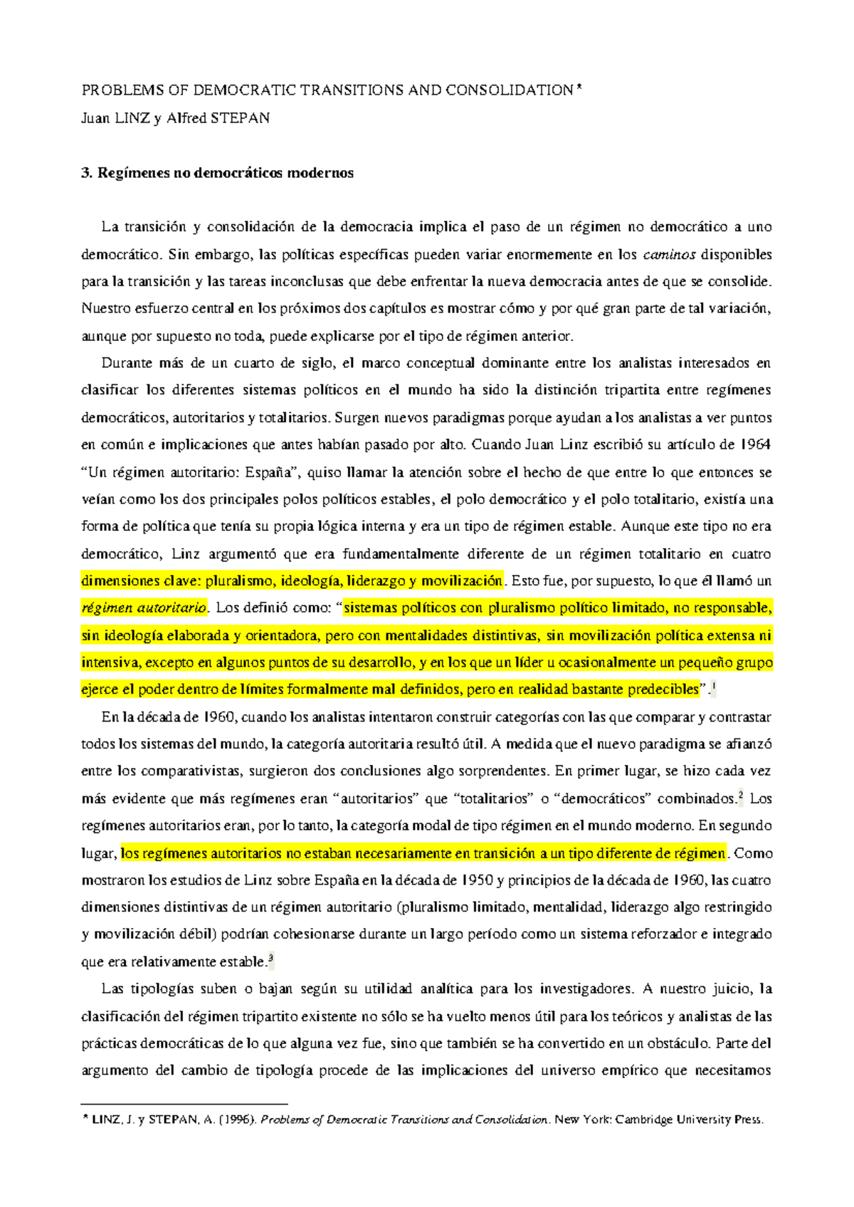 3.2 LINZ y Stepan e Spañol - PROBLEMS OF DEMOCRATIC TRANSITIONS AND ...