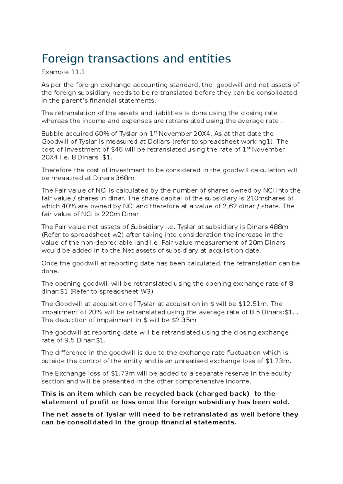 Foregin Currency and entities - Foreign transactions and entities ...