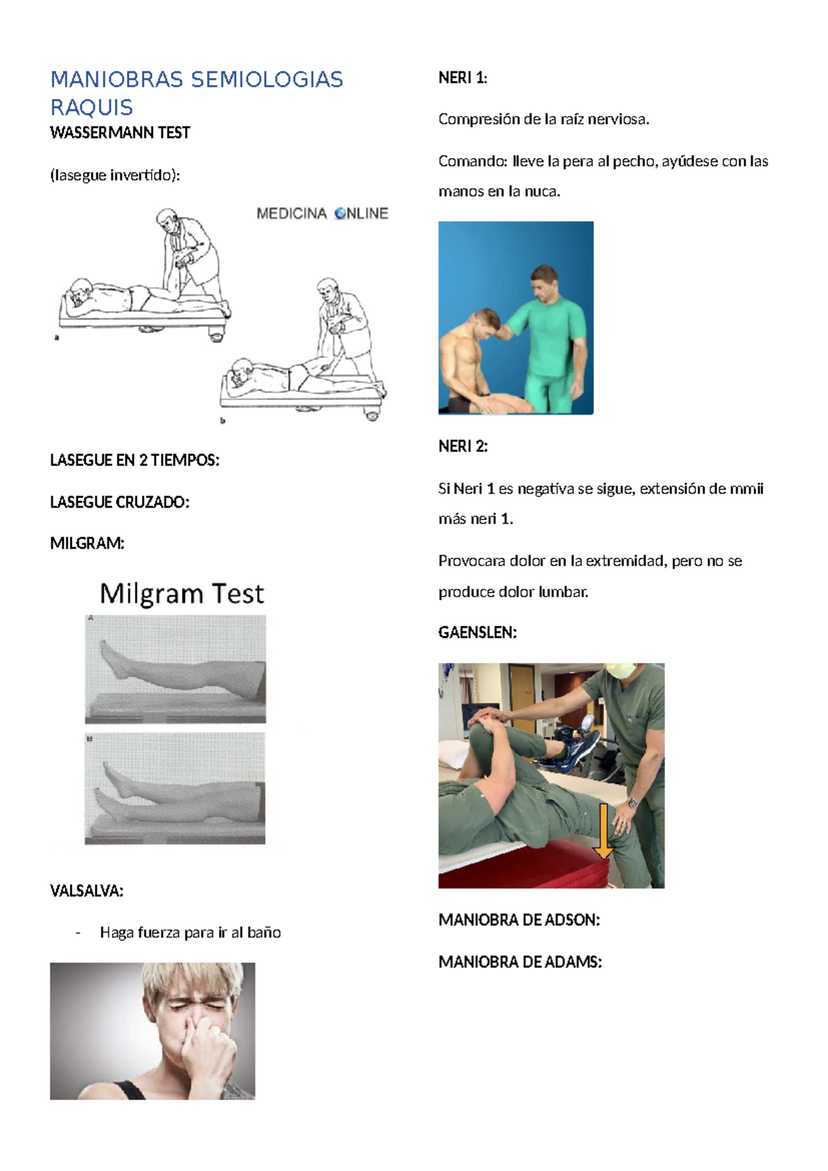 Maniobras Semiologias Raquis resumen SPQXK - MANIOBRAS SEMIOLOGIAS ...