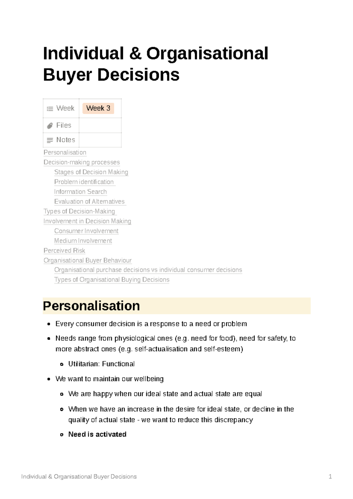 Individual Organisational Buyer Decisions - Individual & Organisational ...